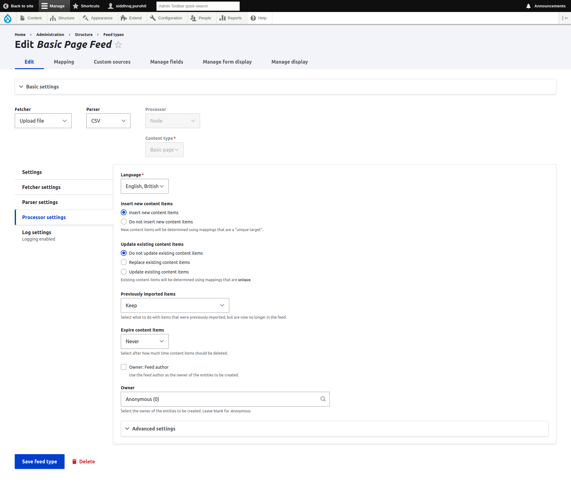 Importing Data Using A Csv File With Drupal Feeds Module To The New Blog